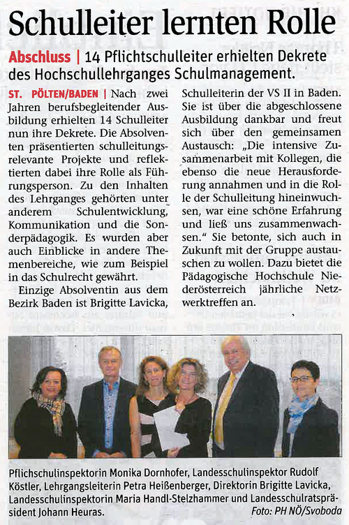 Schulleiter lernten Rolle | Pädagogische Hochschule Niederösterreich